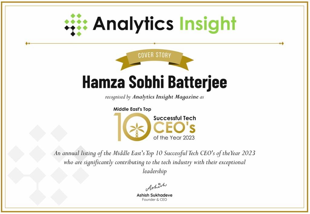 Mr. Hamza Sobhi Batterjee recognized by analytics insight magazine as ...